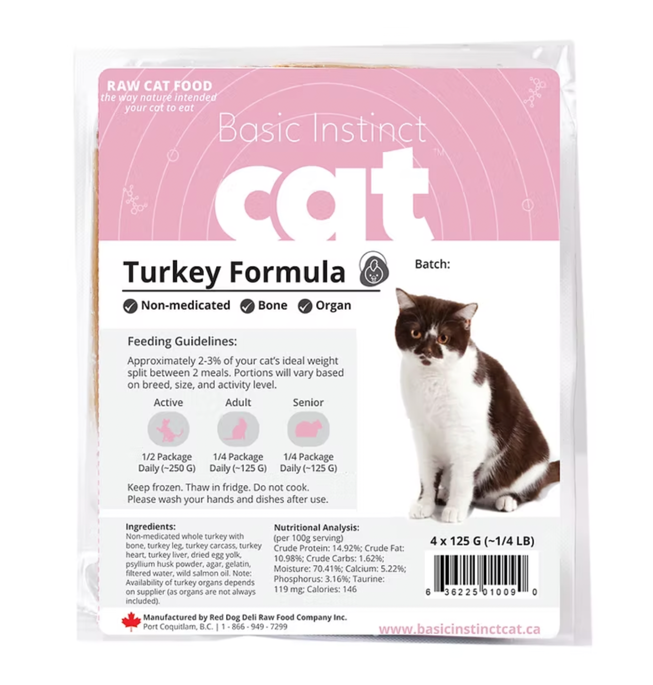 【RED DOG BLUE KAT】Frozen Cat Food - Basic Instincts™ Non-Medicated Tur ...