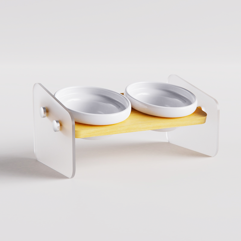 【Clearance】Acrylic Duo Bowl Dining Table - with Two Ceramic Bowls ...