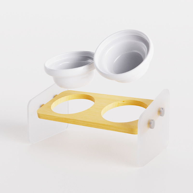 【Clearance】Acrylic Duo Bowl Dining Table - with Two Ceramic Bowls ...